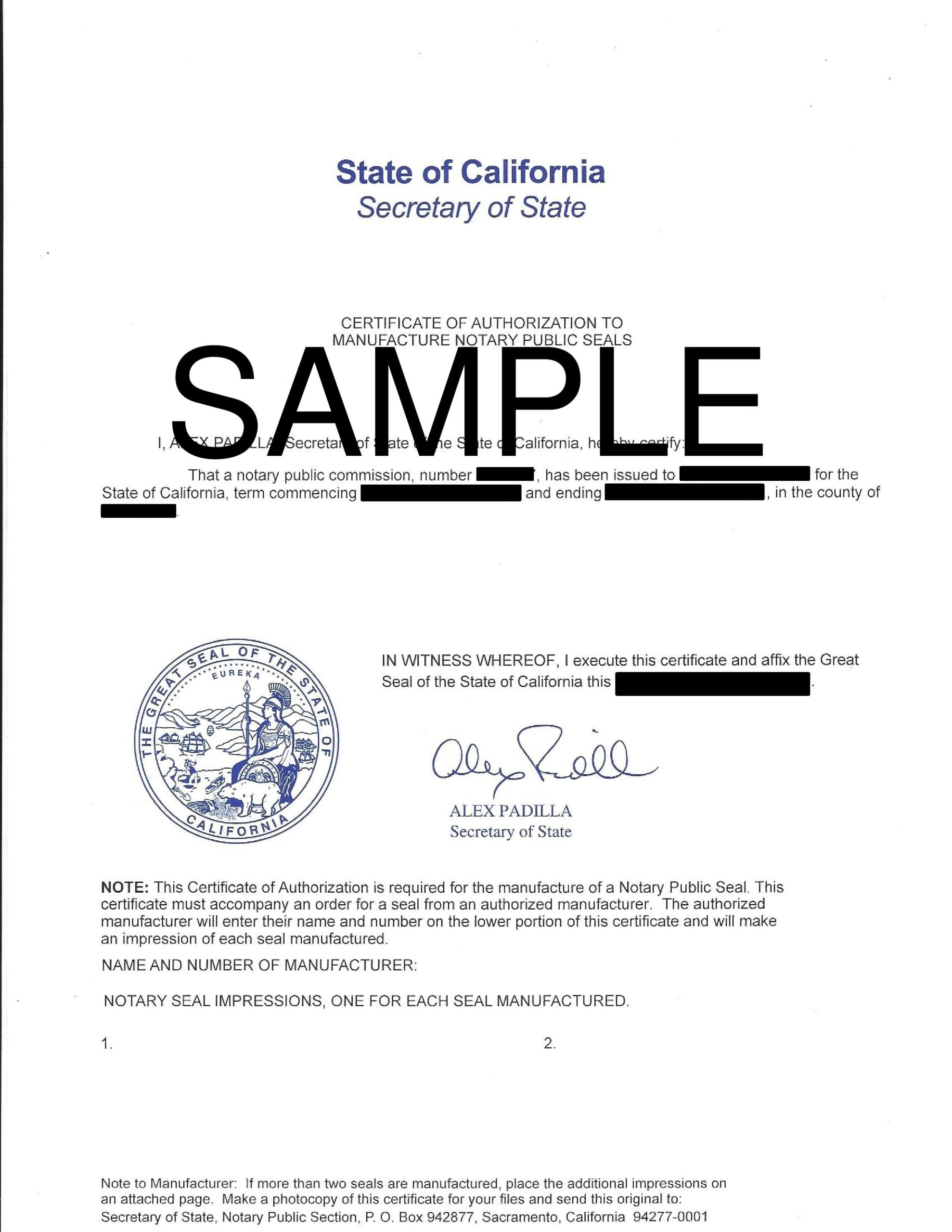 COA SAMPLE page 001 Notary Public Seminars COA SAMPLE page 001 Notary Public Seminars